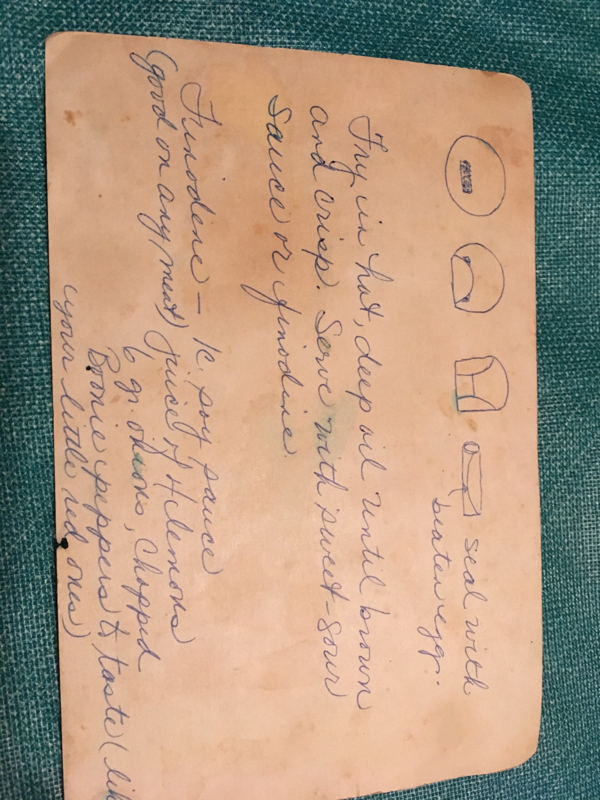 Chicken Lumpia recipe card back - Simple, Sweet & Savory